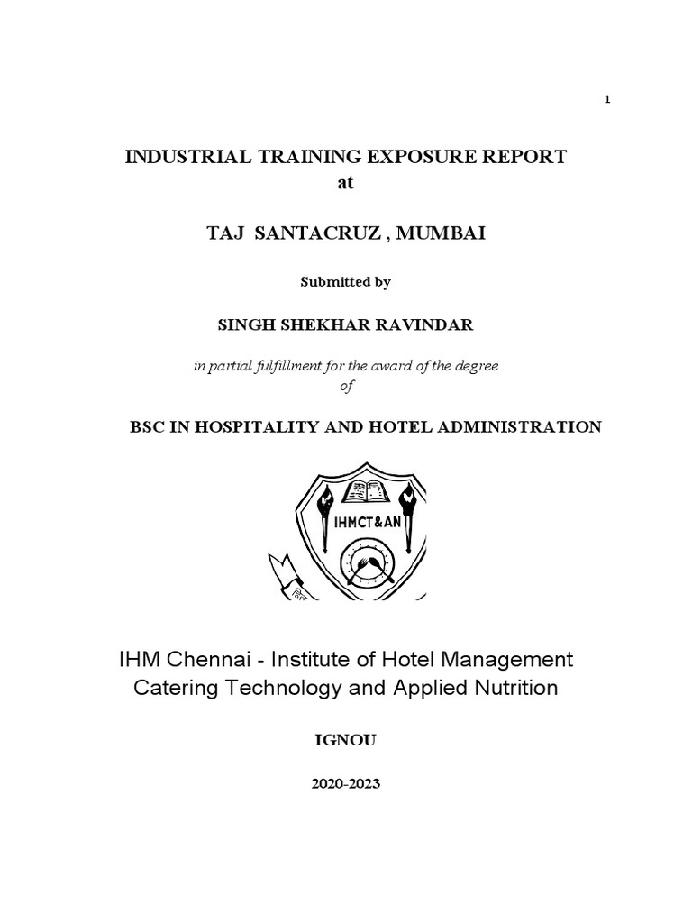 Industrial Training Report Final Pdf Massage Chef 
