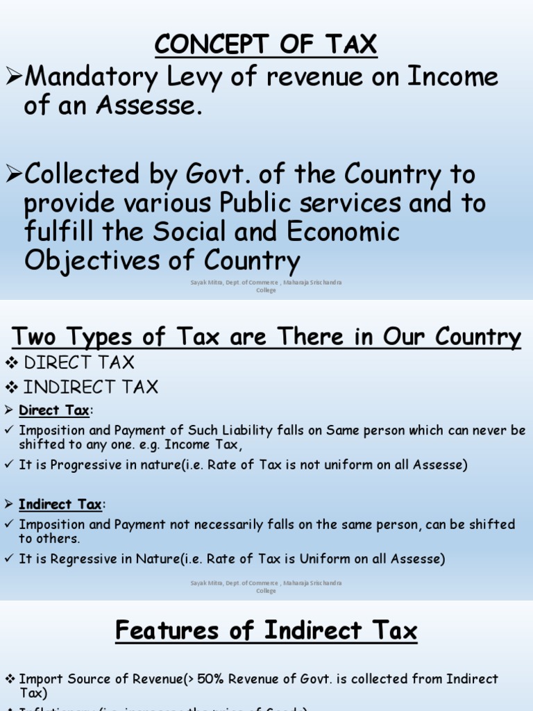 Features and Concepts of Indirect Tax | PDF | Taxes | Indirect Tax
