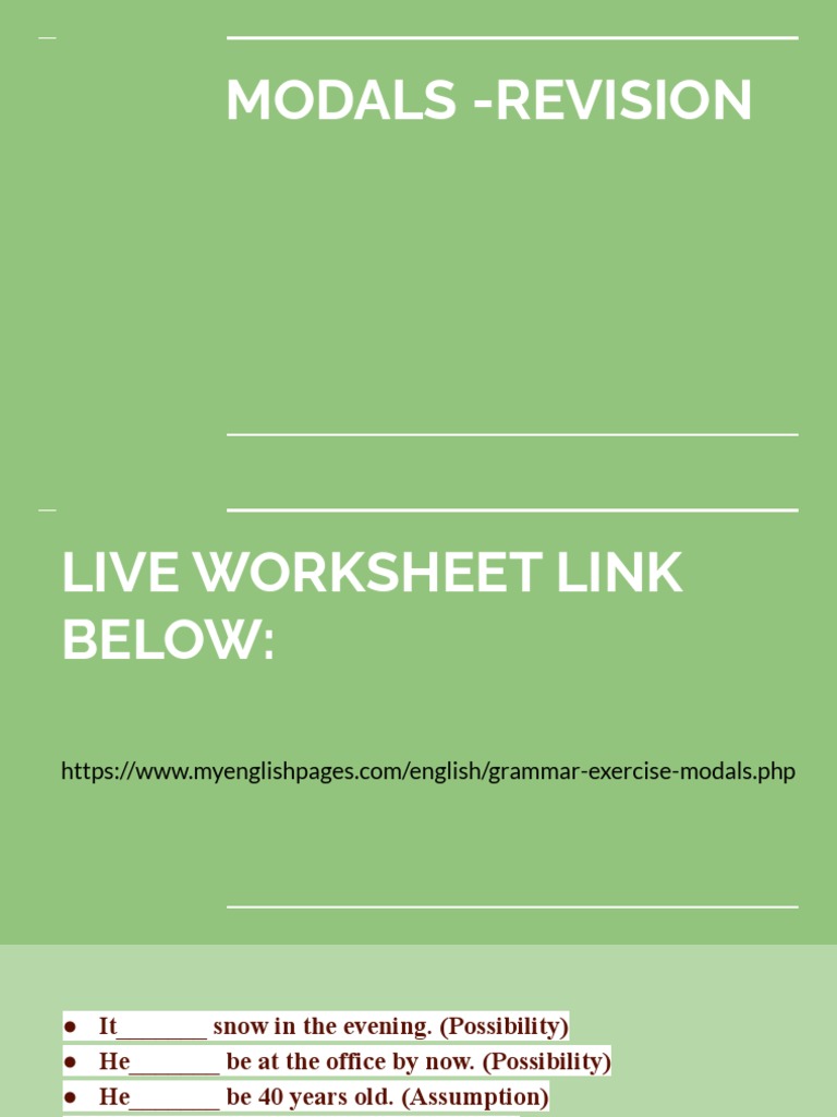 Modals Revision Worksheet | PDF