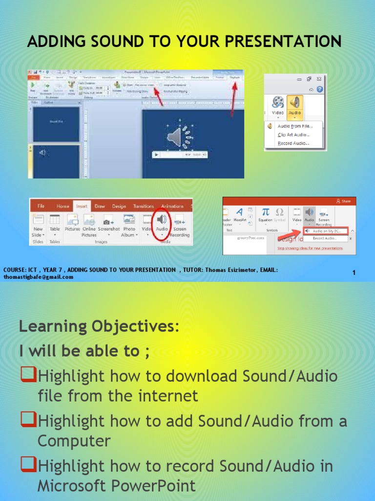 ICT YR 7 WK 12 Adding Sound To Your Presentation | PDF | Computer File ...