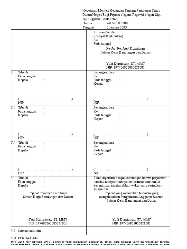 Blank Kosong SPPD (1) - Edit | PDF