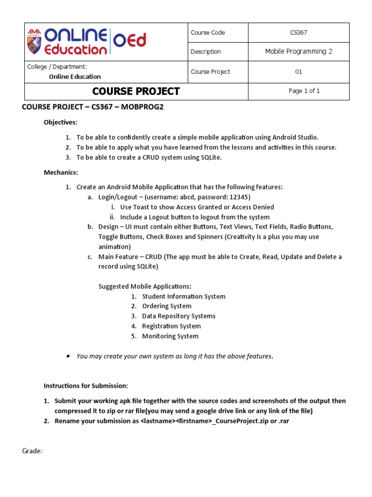 CS-367 - CourseProject | PDF | Mobile App | Android (Operating System)