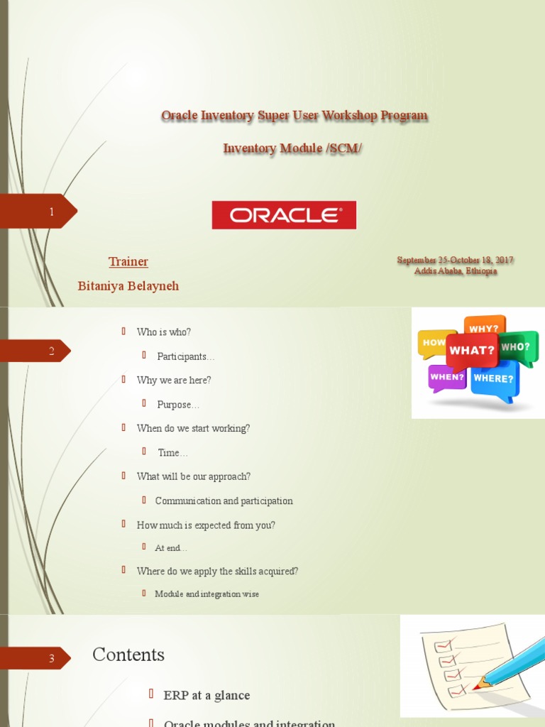 Oracle Inventory Super User Training Slides | PDF | Inventory | Supply ...