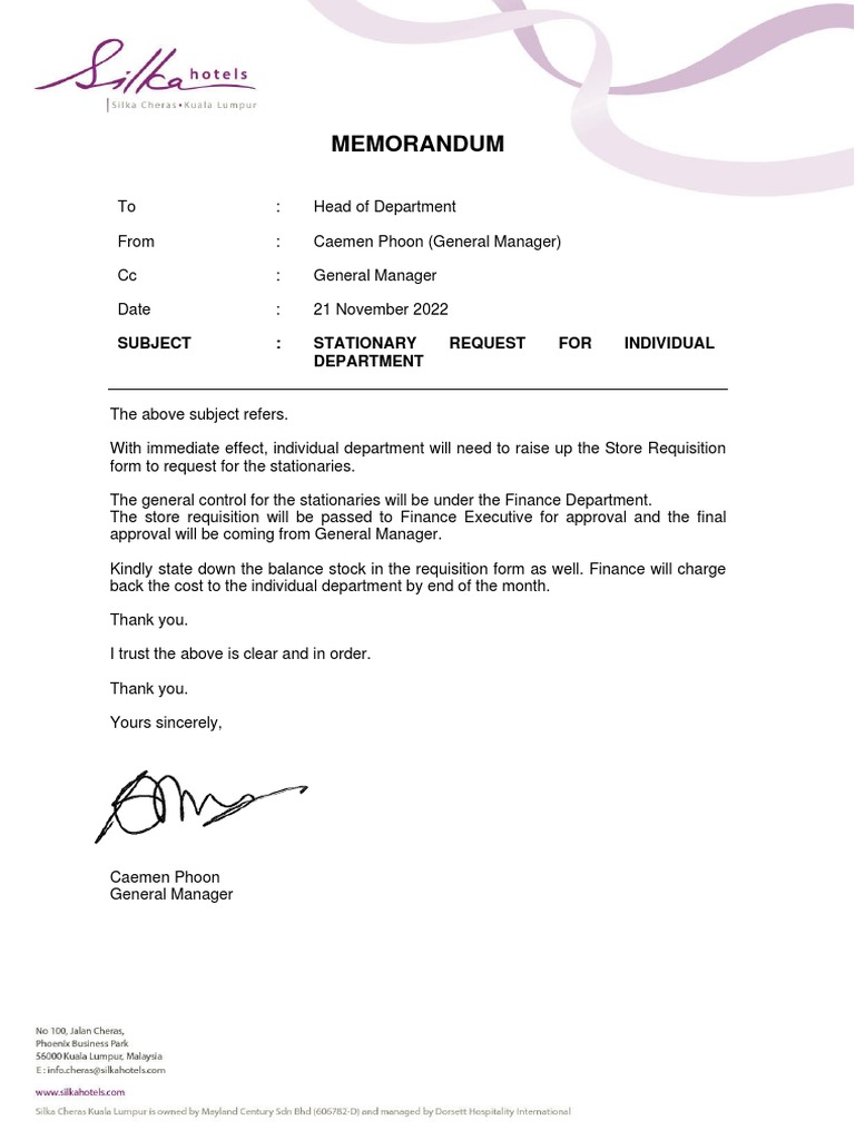 Departmental Stationery Request Process | PDF