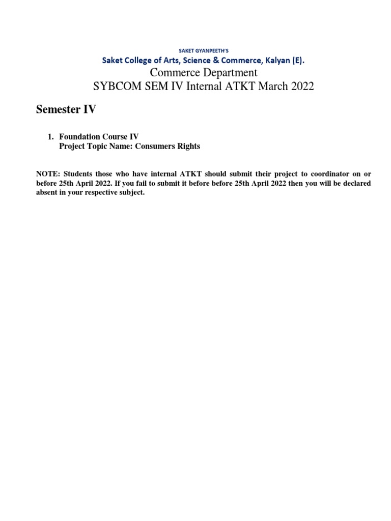 Sybcom Sem IV Atkt FC Project Topics March 2022 Exam | PDF Sybcom Sem IV Atkt FC Project Topics March 2022 Exam | PDF
