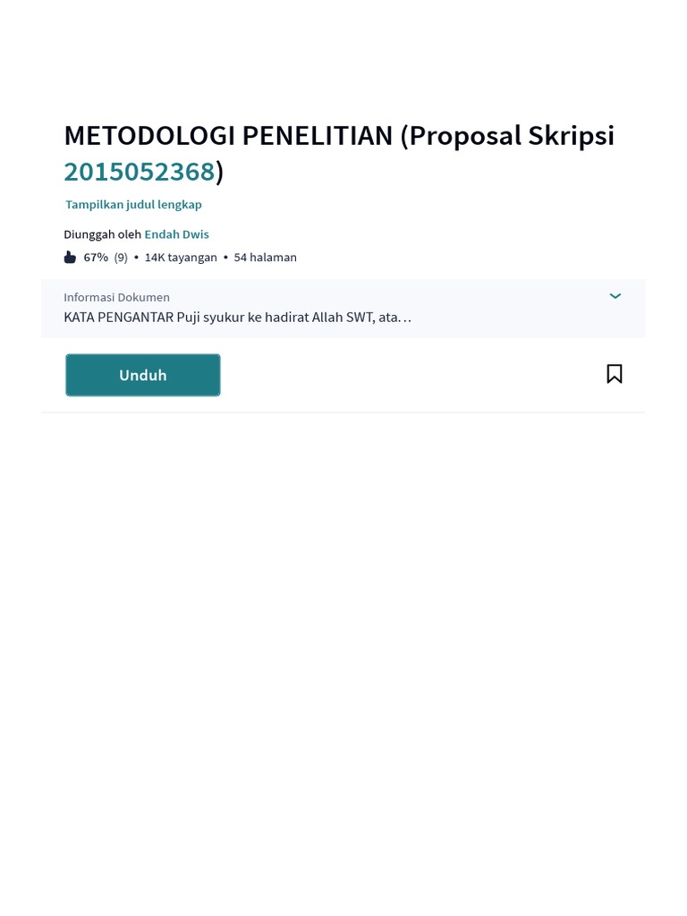 Metodologi Penelitian (Proposal Skripsi 2015052368) - PDF | PDF