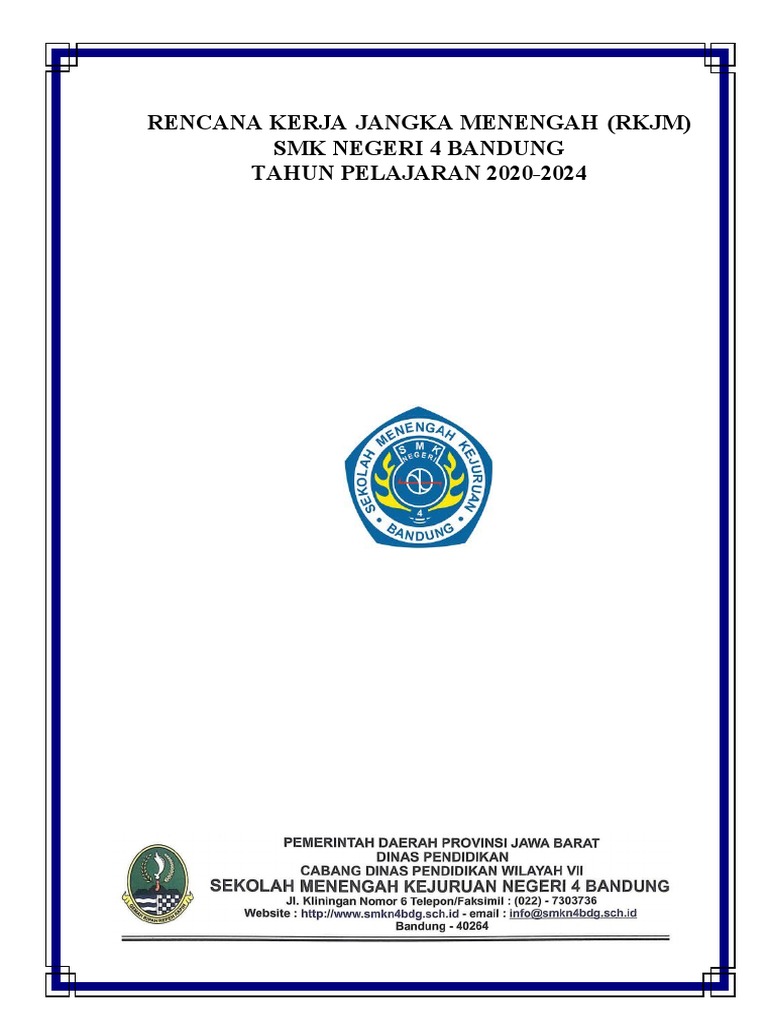 Contoh Rencana Kerja Jangka Menengah (RKJM) SMK Tahun 2020-2024 | PDF