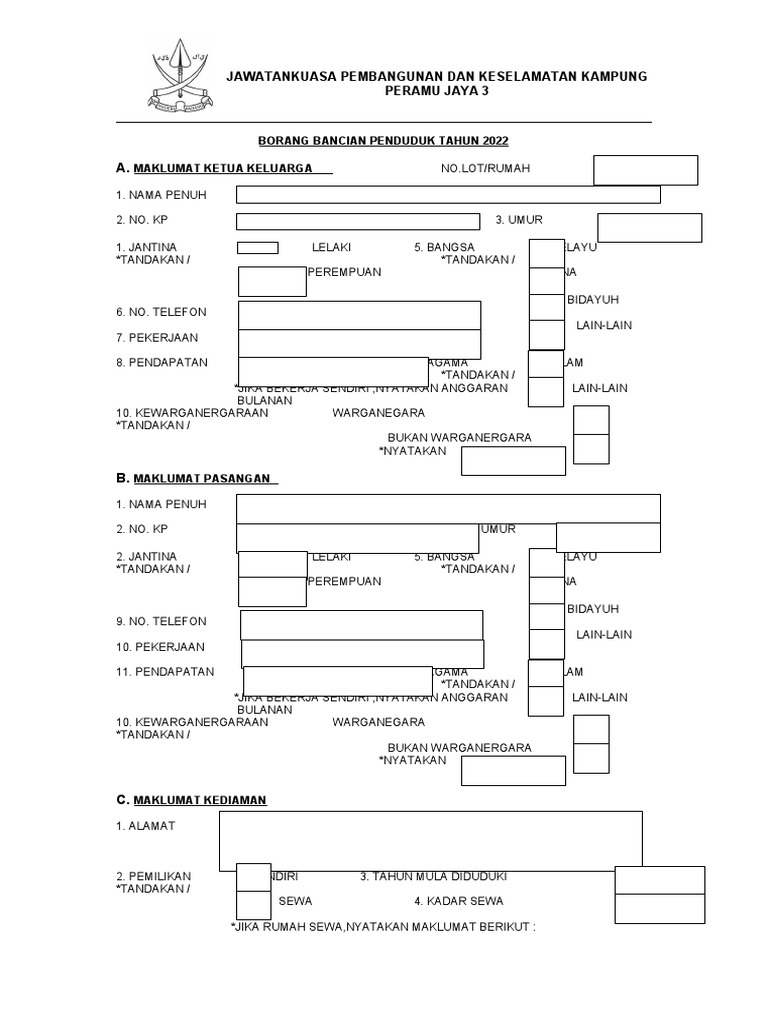 Borang Banci 2021 | PDF