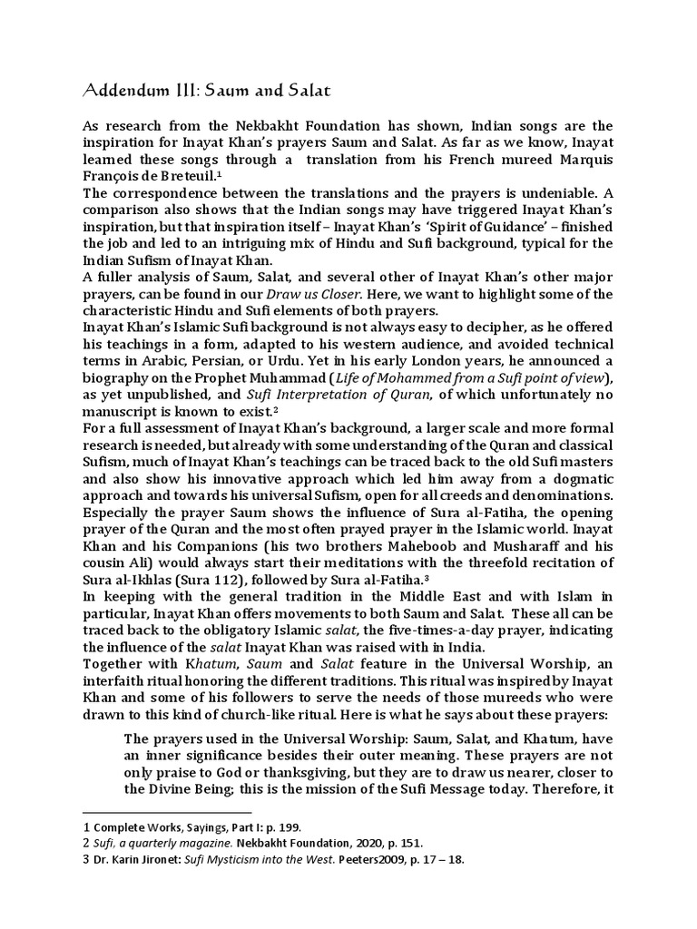 Saum and Salat Source and Inspiration | PDF | Bhakti | Prophets And Messengers In Islam