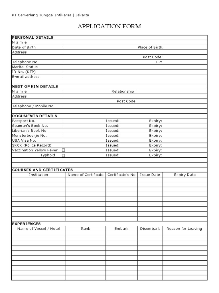 Application Form CTI | PDF