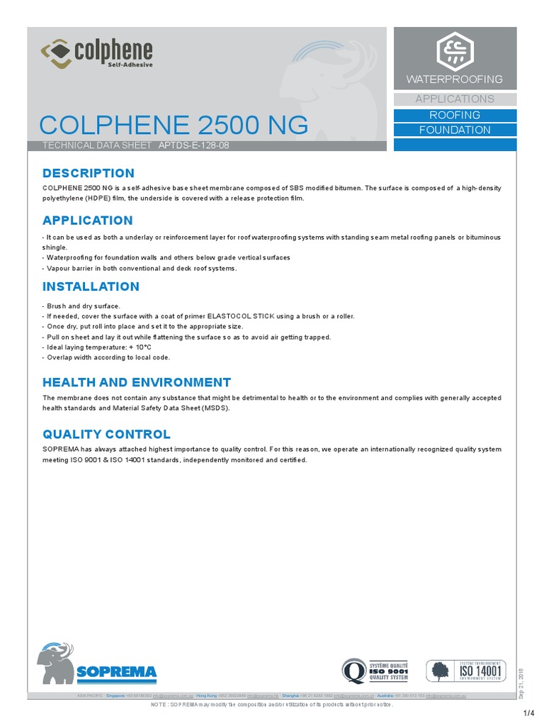 Colphene 2500 NG | PDF | Roof | Materials