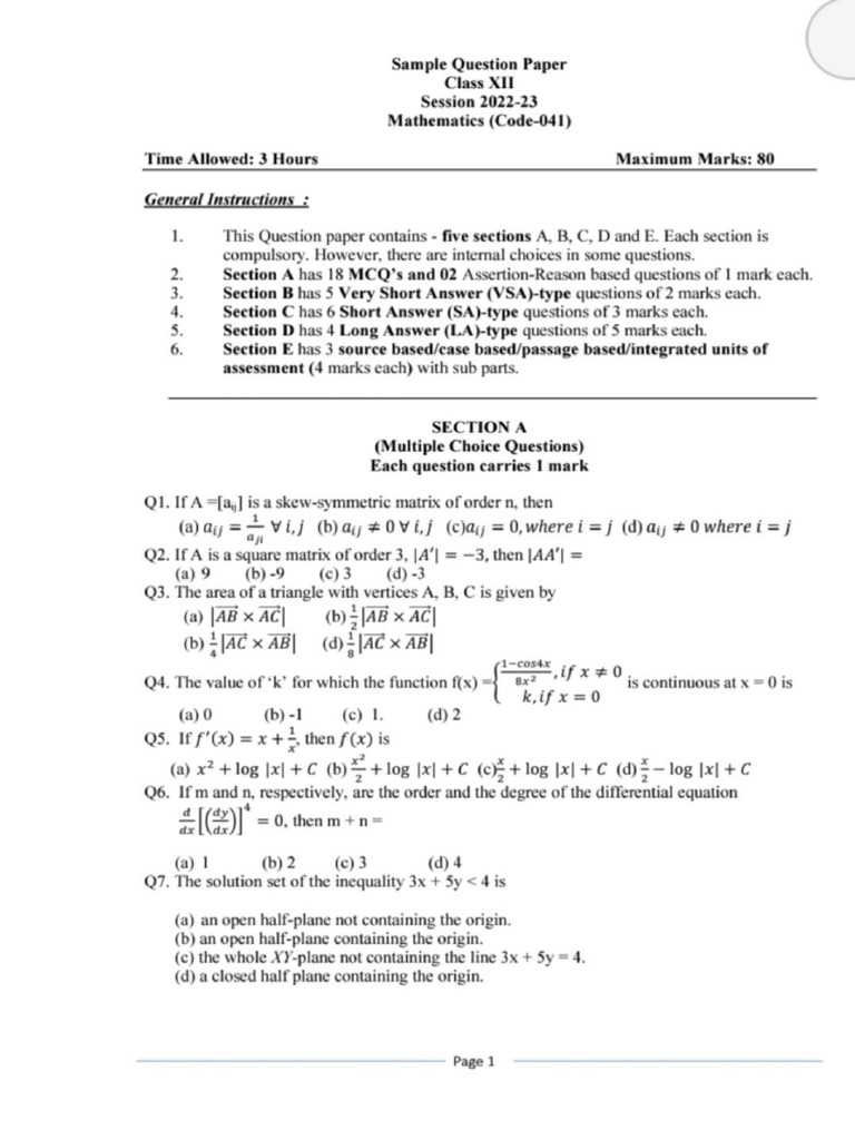 Sample Paper 12th JSS | PDF