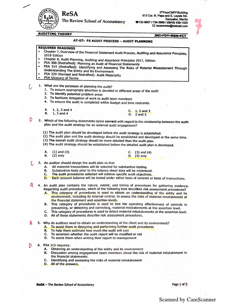AT-07 FS Audit Process-Audit Planning | PDF