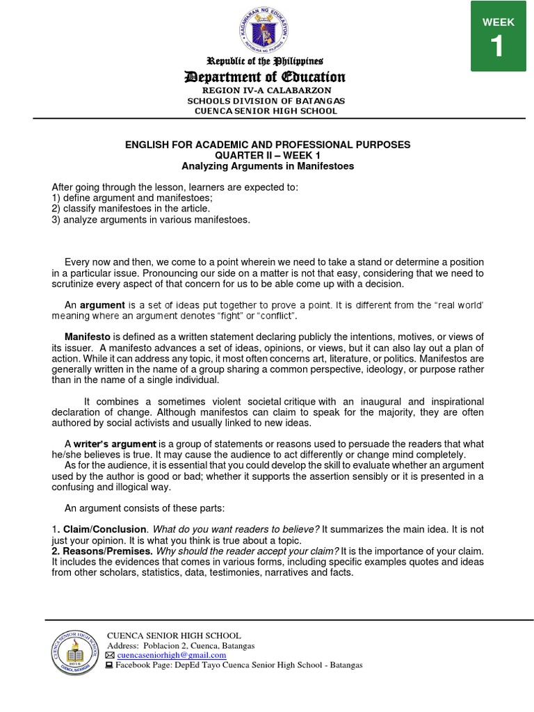 LAS EAPP Q2 Week1 4 | PDF | Argument | Climate Change LAS EAPP Q2 Week1 4 | PDF | Argument | Climate Change