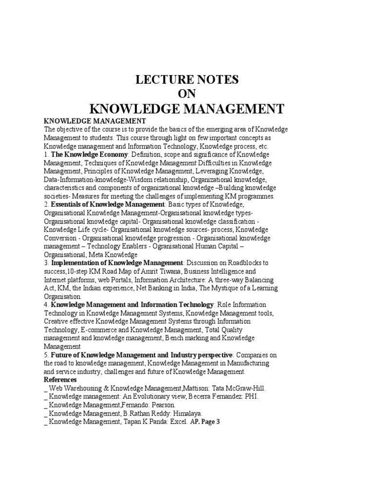 KM Notes | PDF | Knowledge Management | Tacit Knowledge