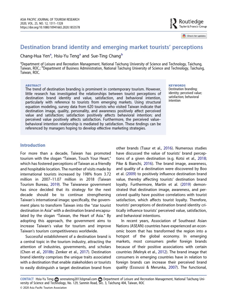 Destination Brand Identity and Emerging Market Tourists ' Perceptions ...