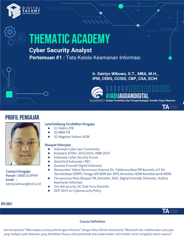 Tata Kelola Keamanan Informasi CSA - Live Session | PDF
