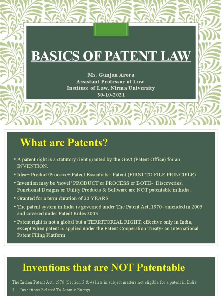 Patent Law | Download Free PDF | Patent | Intellectual Property