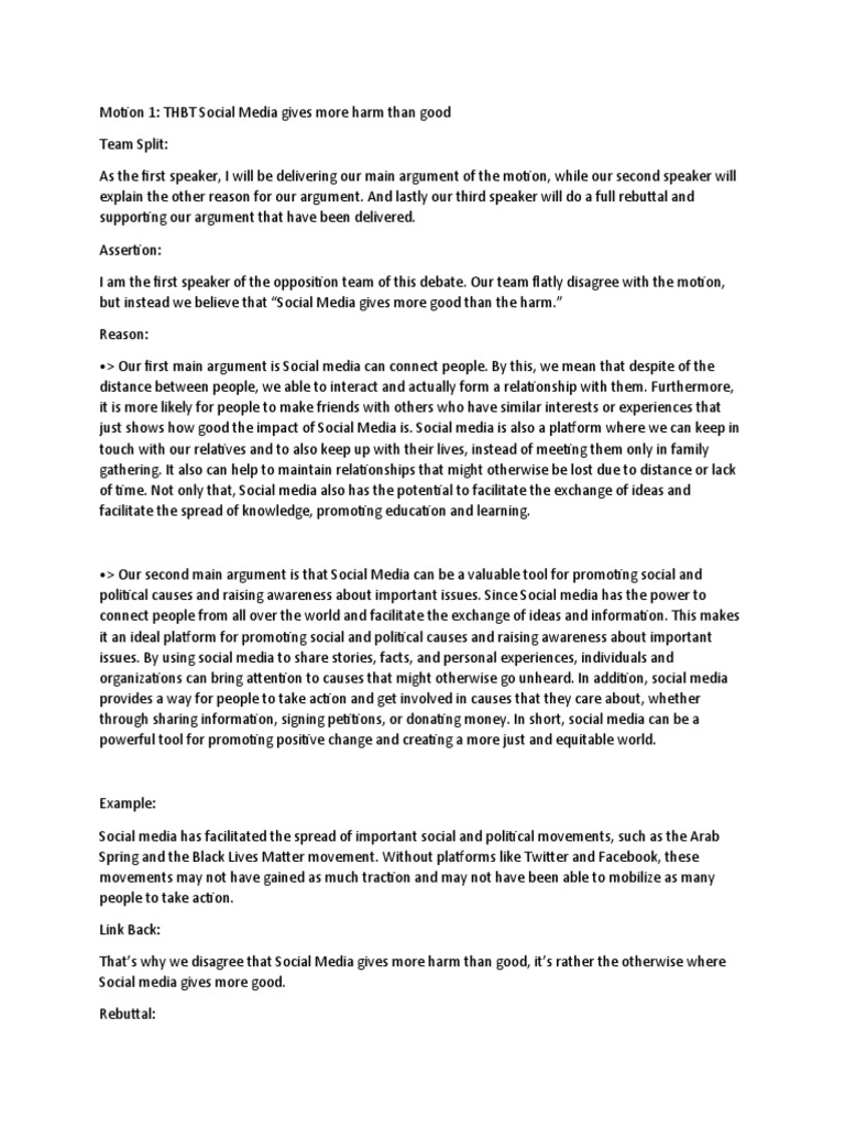 Social Media: More Good Than Harm Debate | PDF | Social Media | Popular ...