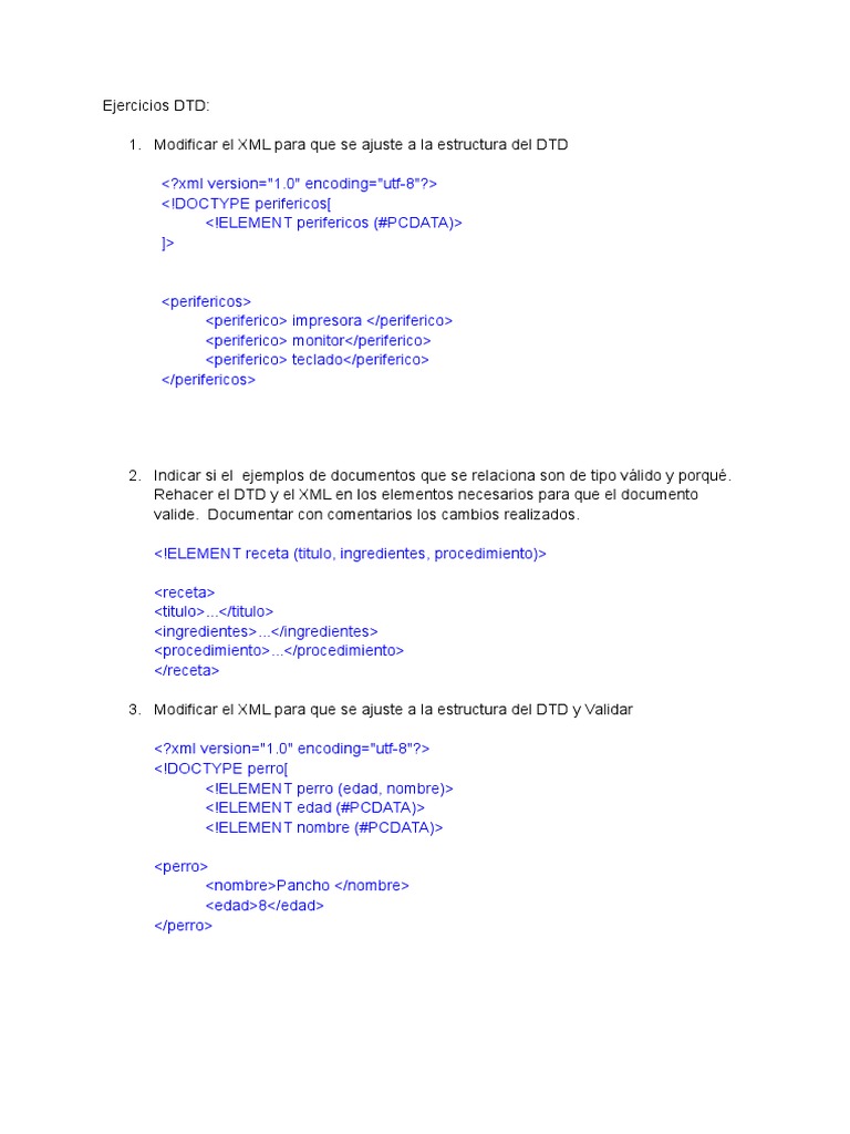 Ejercicios DTD | PDF | Xml | Factura