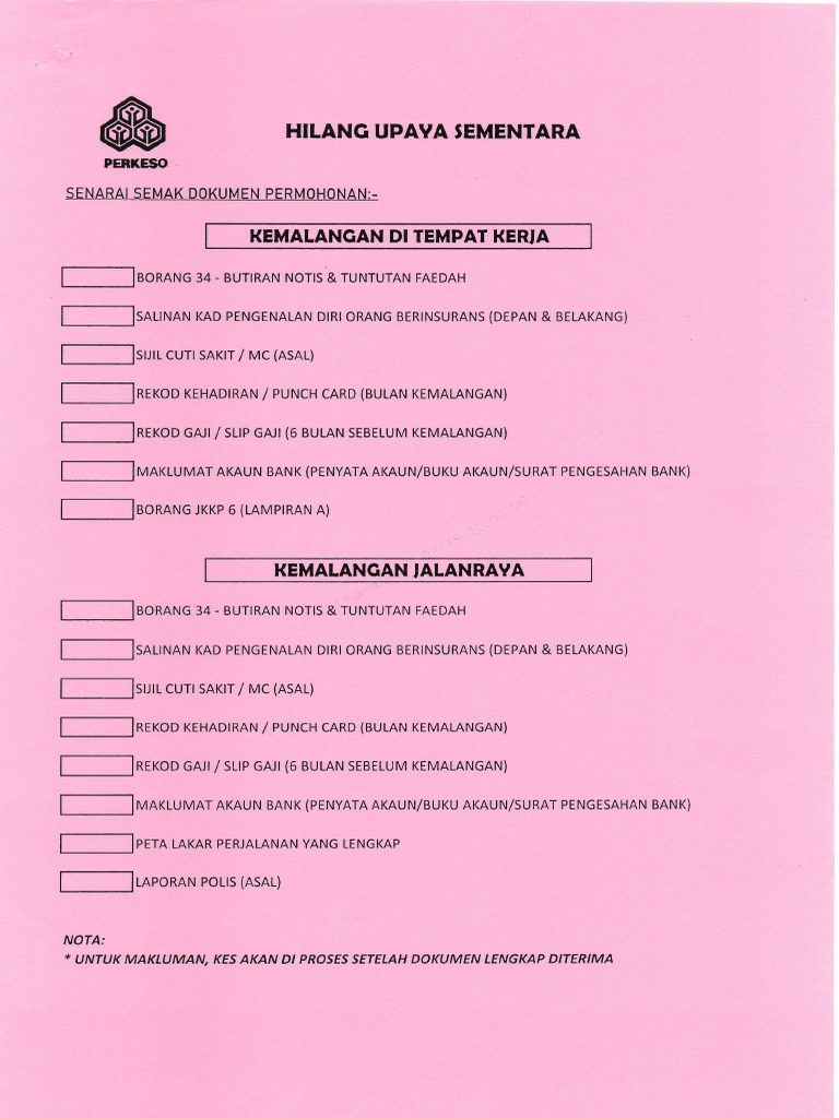 Borang Lampiran A Untuk Claim Socso | PDF