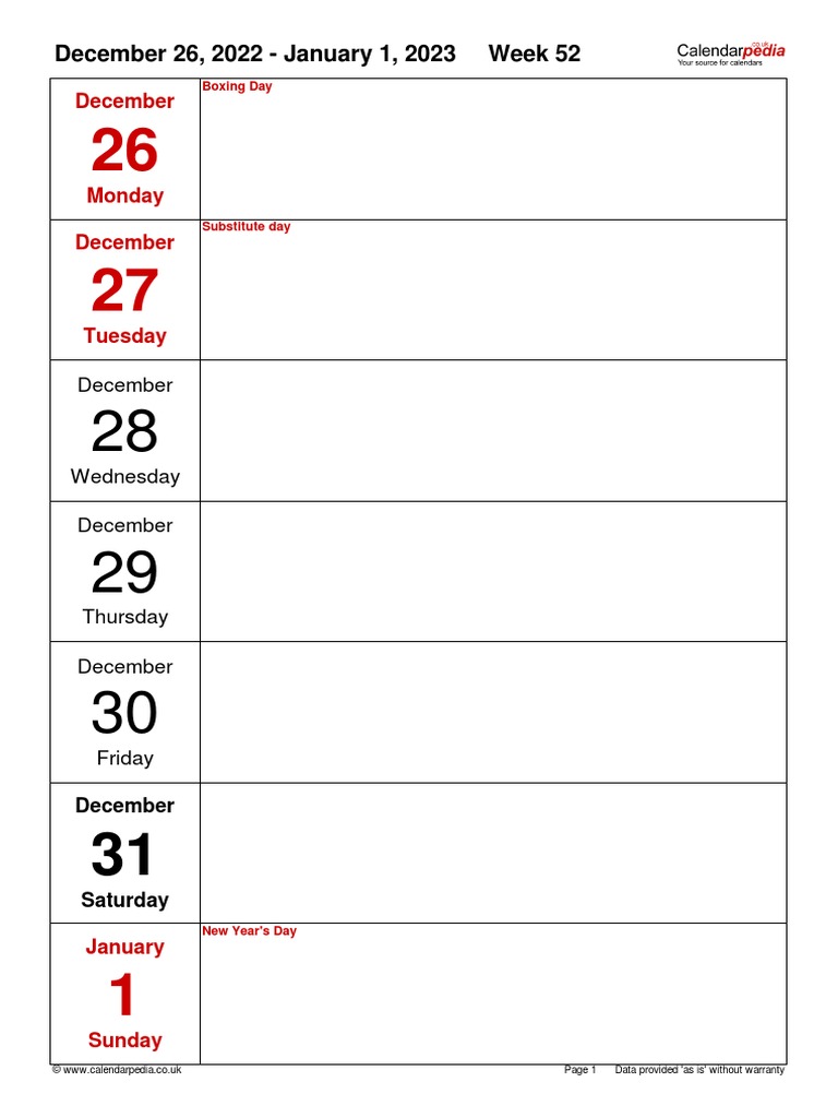 2023 Weekly Calendar Overview | PDF | Easter | Observances