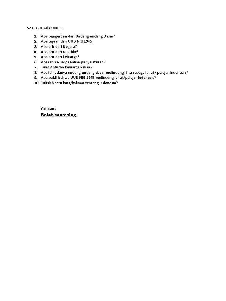 Soal PKN Kelas VIII | PDF