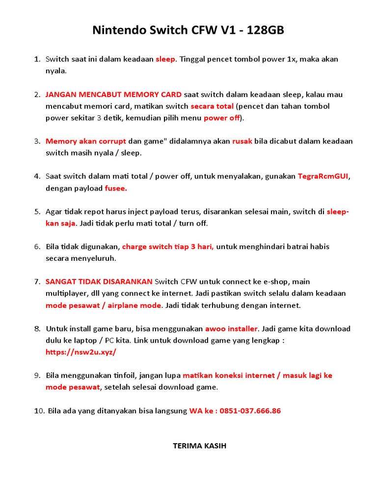 Nintendo Switch CFW V1 | PDF