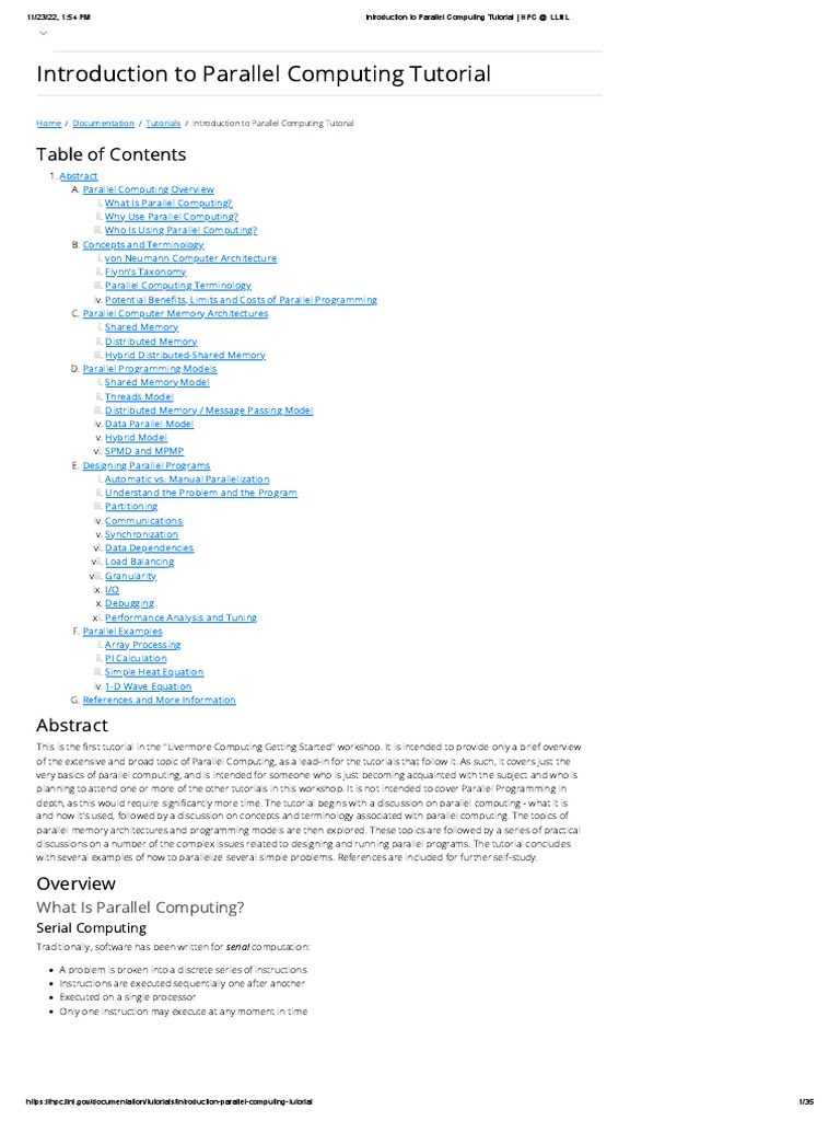 Introduction To Parallel Computing Tutorial | PDF | Parallel Computing | Central Processing Unit