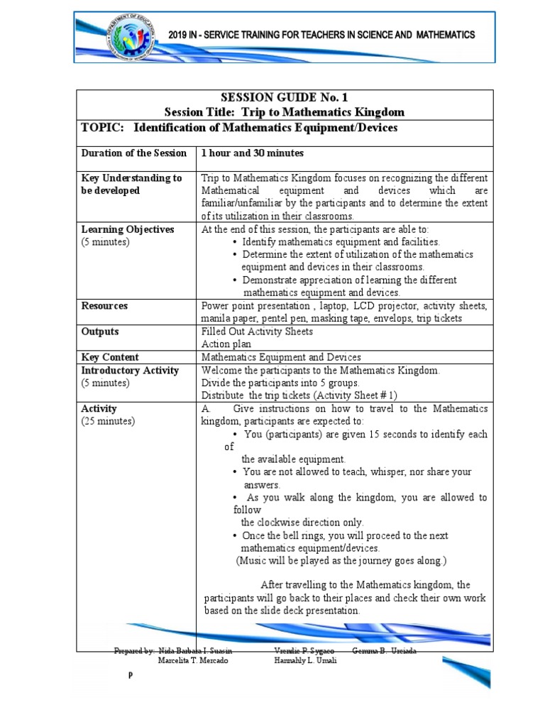 Session Guide 1 - Trip To Math Kingdom | Download Free PDF ...