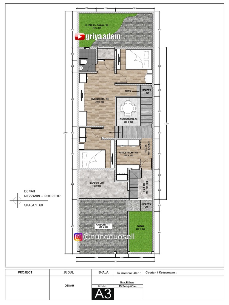 Denah Mezzanin & Rooftop Skala 1:60 | PDF
