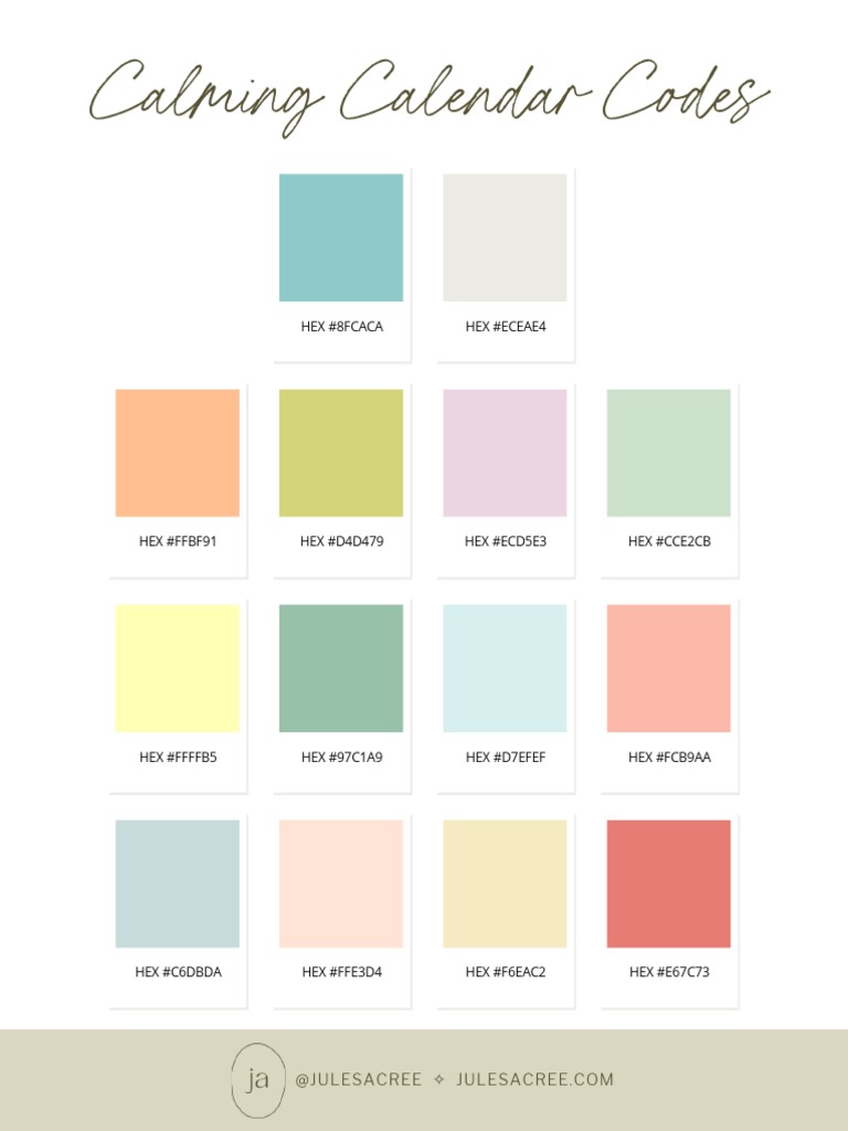 Calming Color Palette Codes | PDF