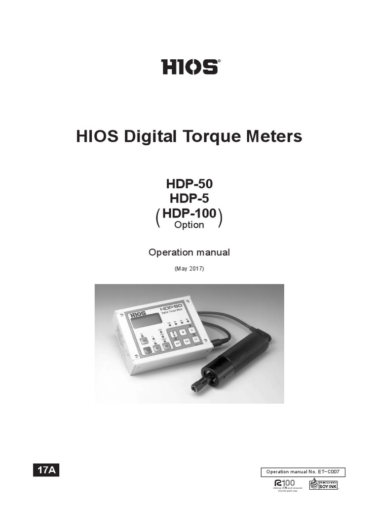 HIOS Digital Torque Meters Manual | PDF | Electrical Connector | Battery Charger