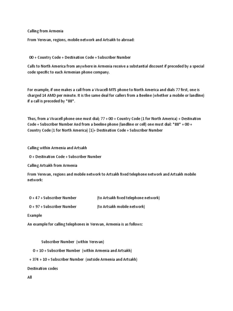 Armania List | PDF | Armenia | Telephone