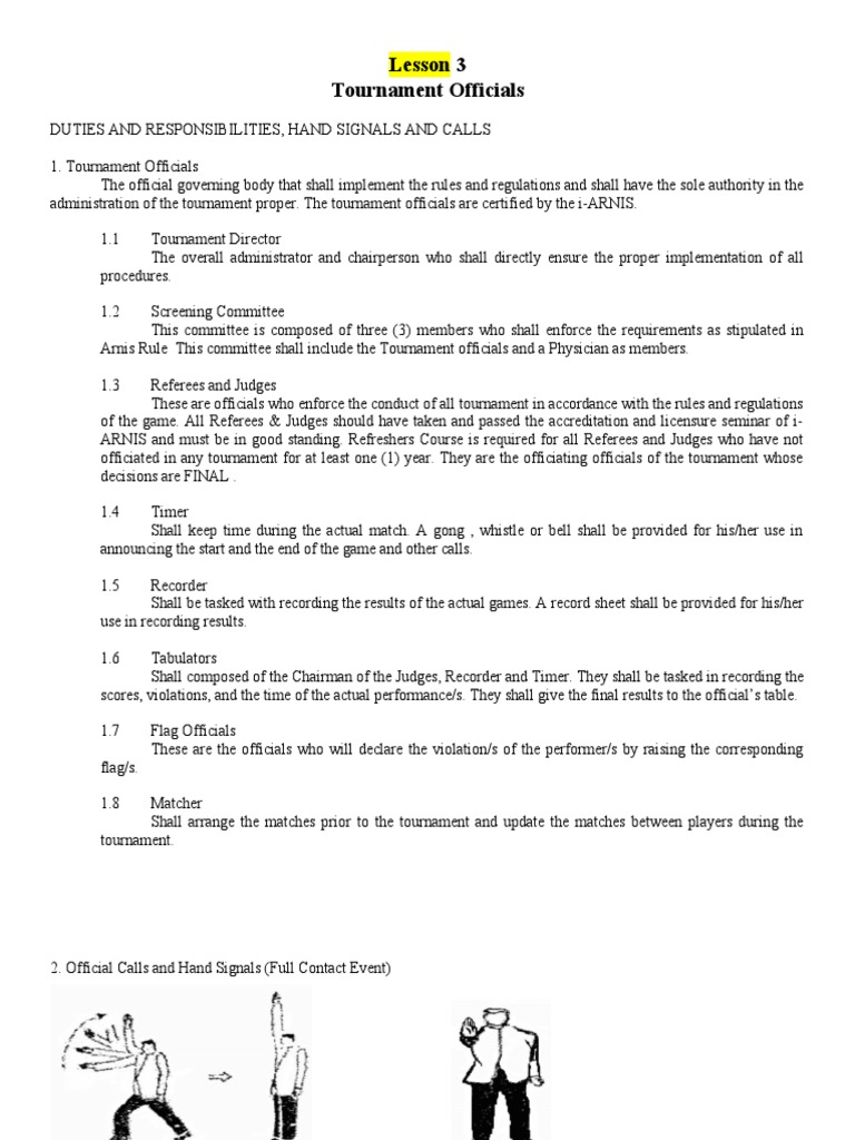 Arnis Lesson 3 | Download Free PDF | Referee | Sports Rules And Regulations