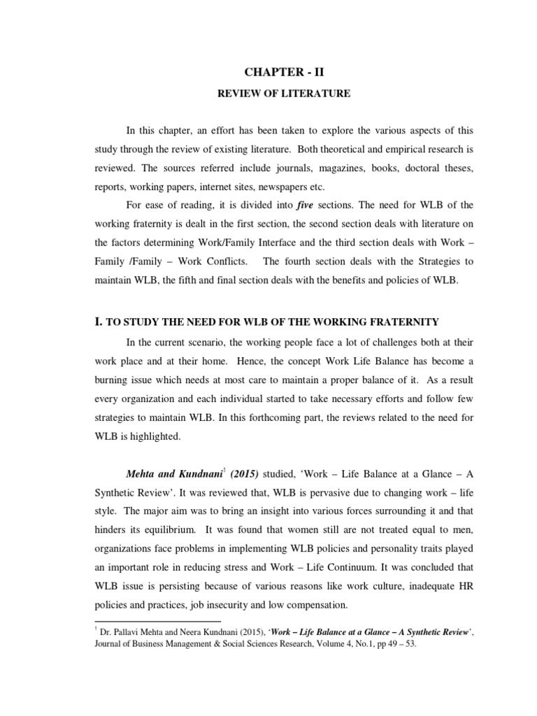 Chapter - Ii: Review of Literature | PDF | Job Satisfaction | Employment