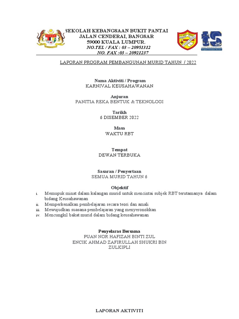 Laporan Pembangunan Murid Tahun 6 Bil 4 Pdf