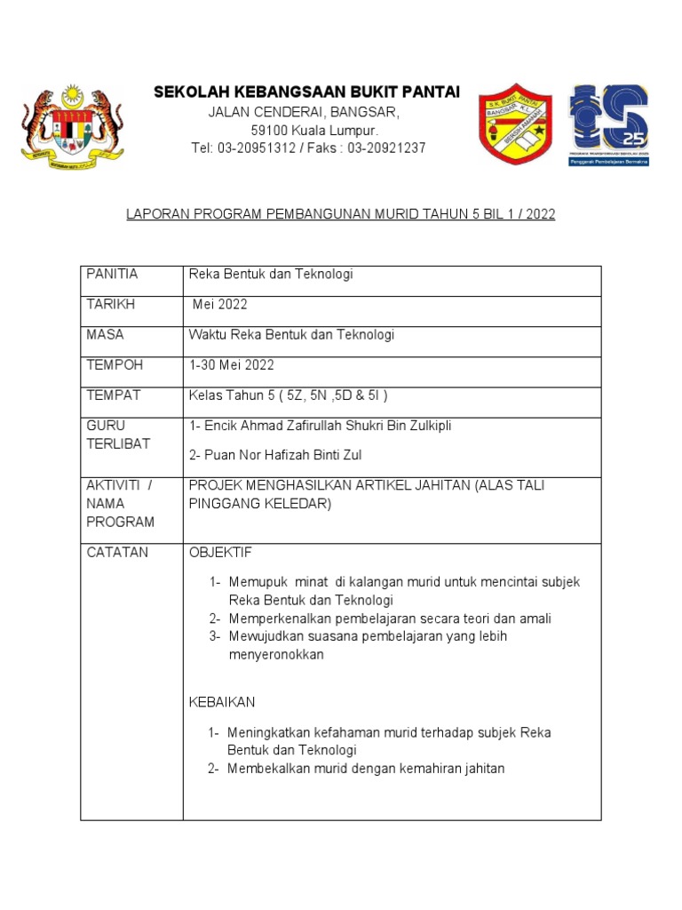 Laporan Pembangunan Murid Tahun 5 Bil.1 | PDF