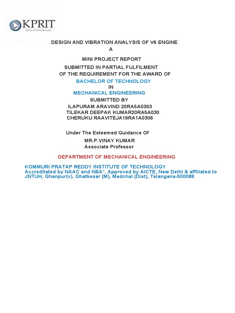 Designandanalysisof V6 Engine | PDF | Internal Combustion Engine | Piston