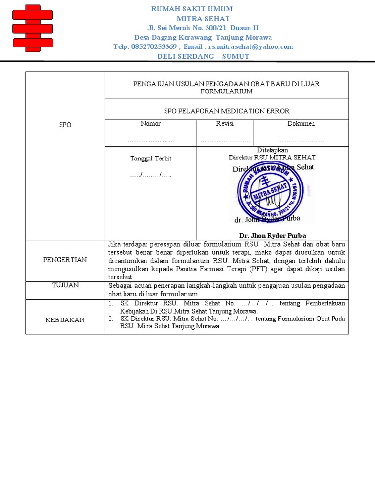 Prosedur Usulan Obat Baru RSU | PDF
