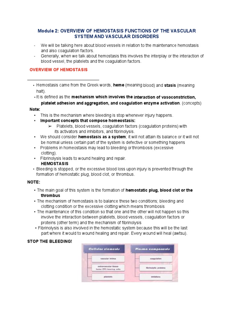Hema 2 MODULE 2 Lec | PDF | Coagulation | Hemostasis