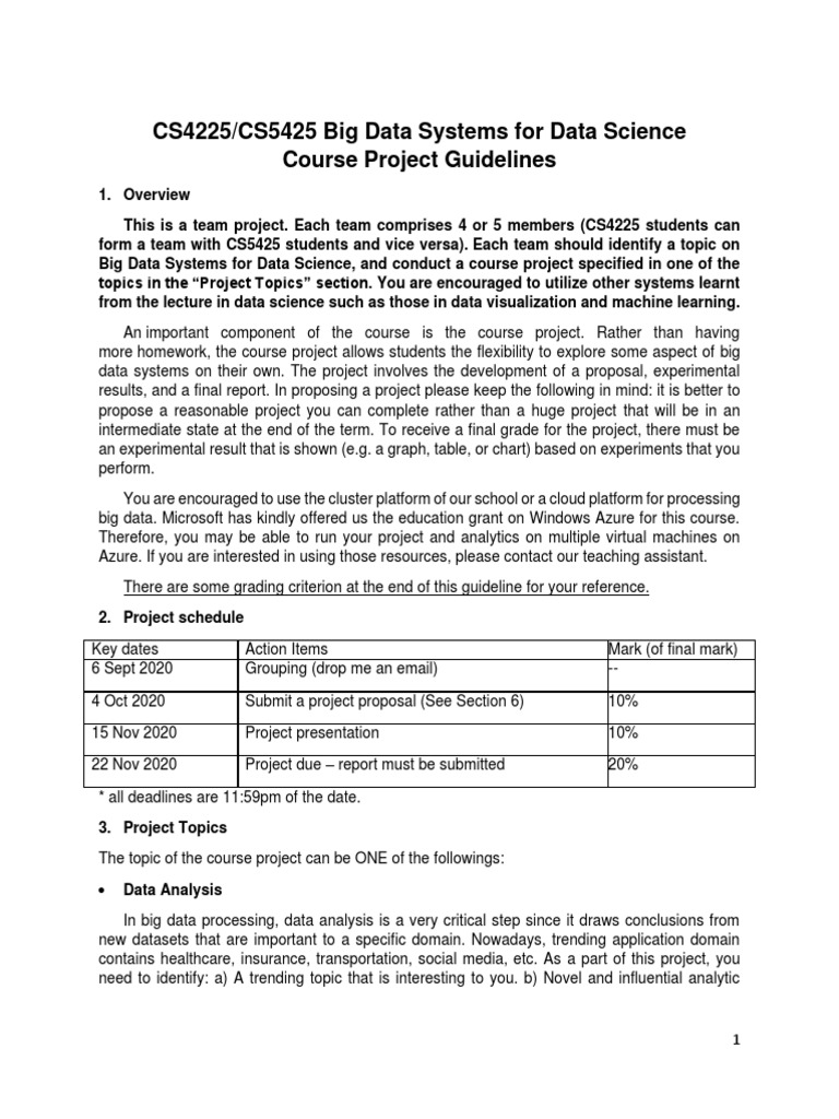Big Data Systems Project Guidelines | PDF | Big Data | Data Science