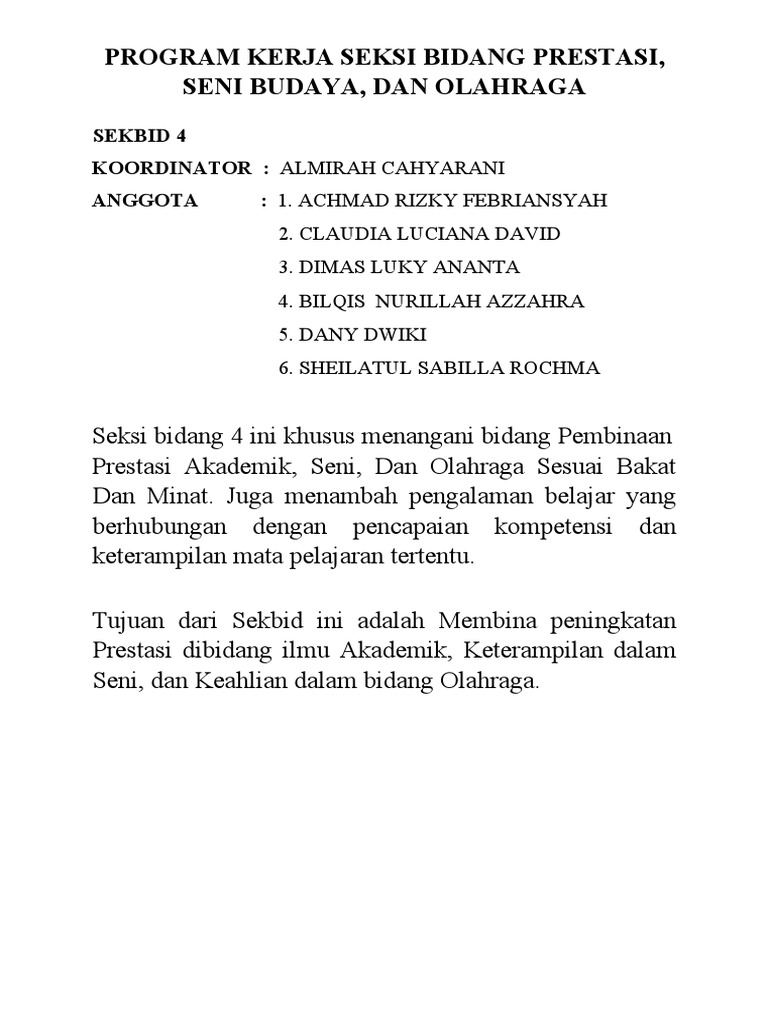 Proker Sekbid Prestasi | PDF | Karier & Perkembangan