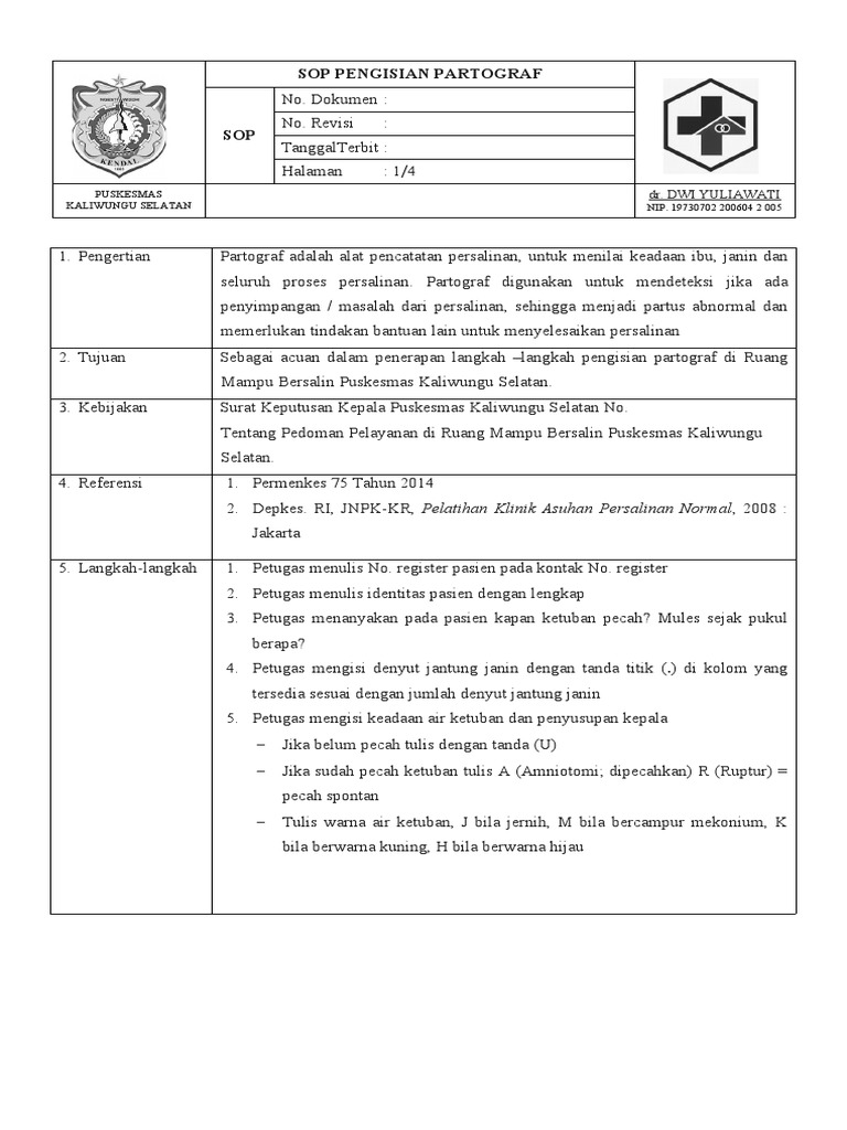 Sop Pengisian Partograf | PDF