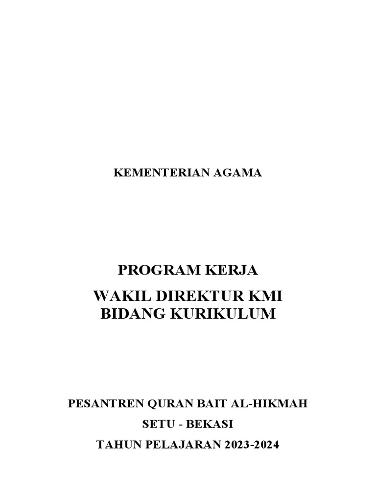 Program Kerja Kurikulum KMI 2023-2024 | PDF