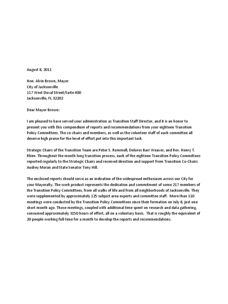 Transition Reports Cover Letter | PDF
