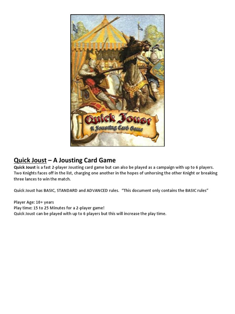 QUICK JOUST Rules | PDF | Knight