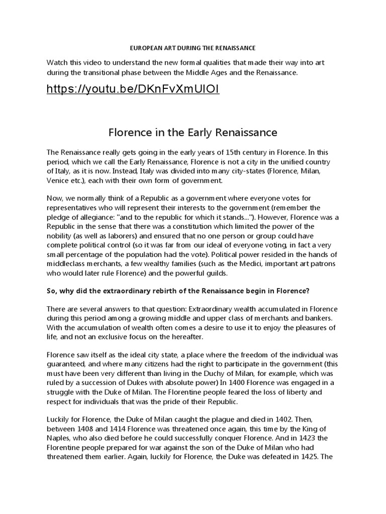European Art During The Renaissance | PDF | Renaissance | Leonardo Da Vinci
