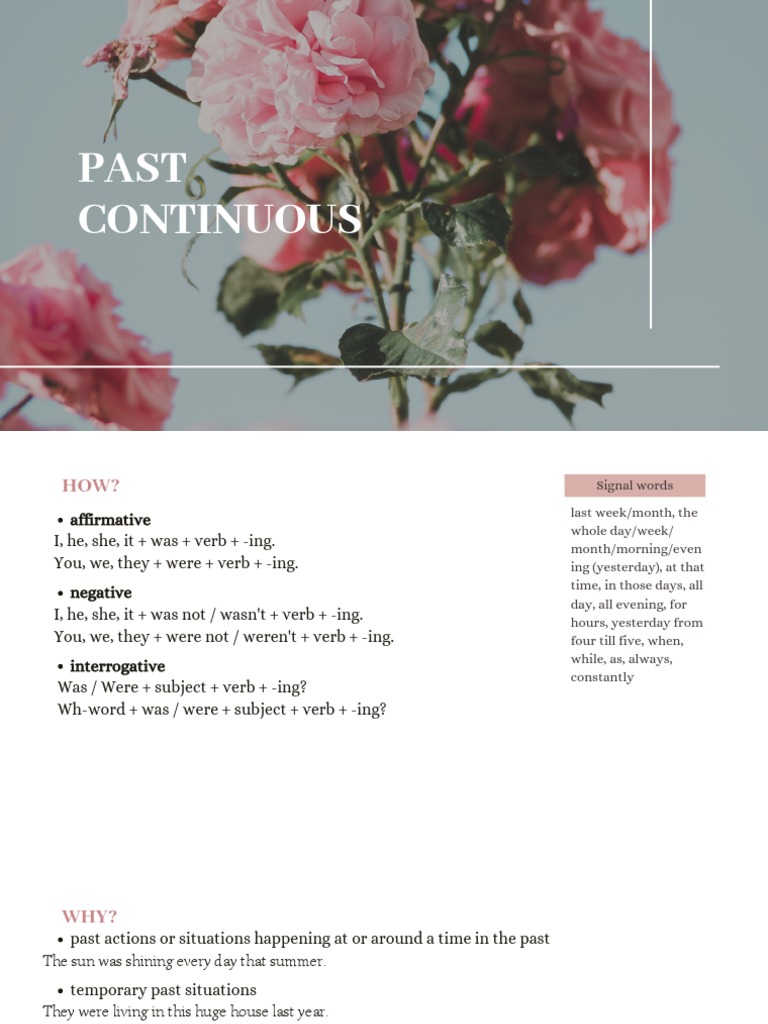 Past Continuous | PDF | Verb | Language Mechanics