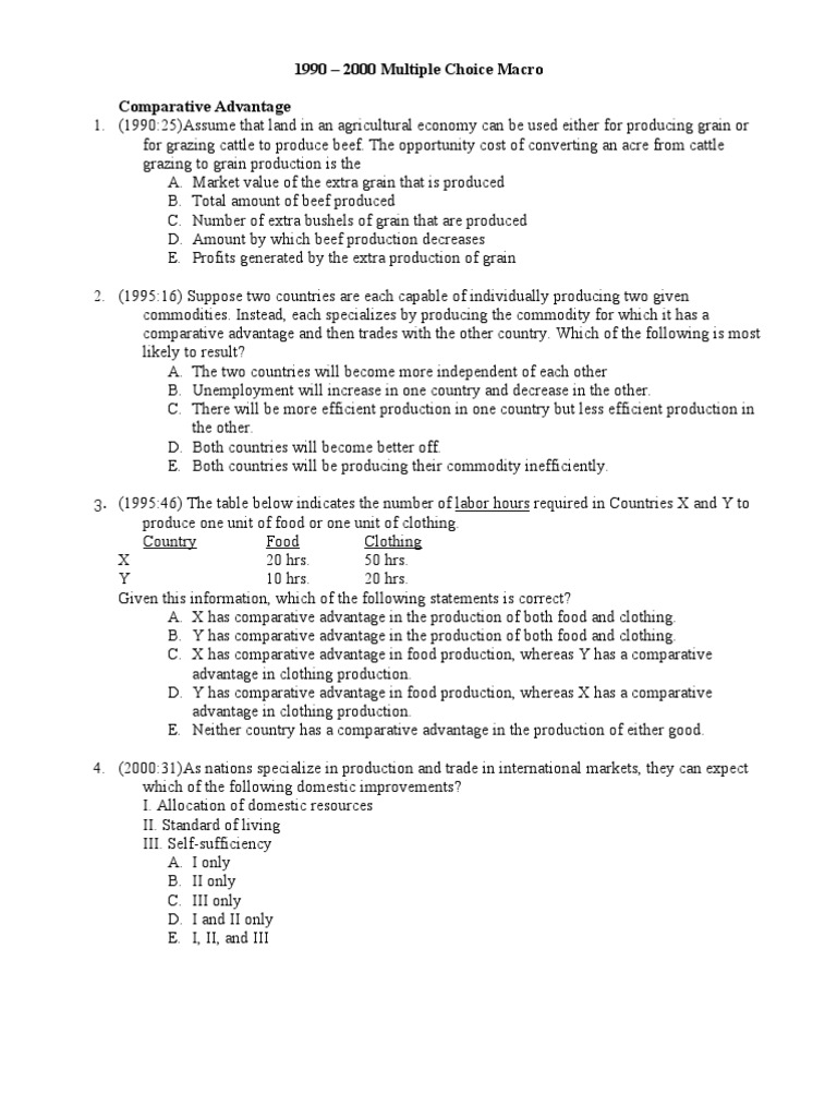 90,95,2000 Macro Multiple Choice | PDF | Fiscal Policy | Money Supply